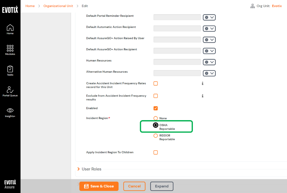 OSHA Reporting in Assure – Evotix