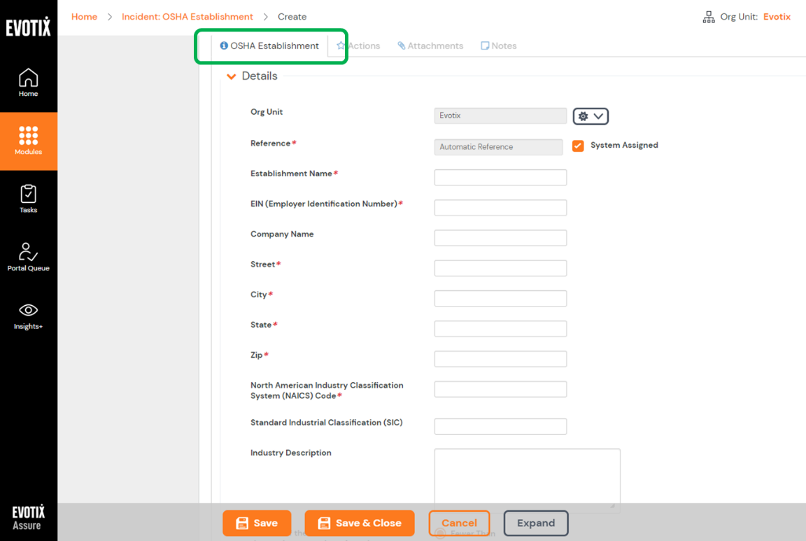 OSHA Reporting in Assure – Evotix