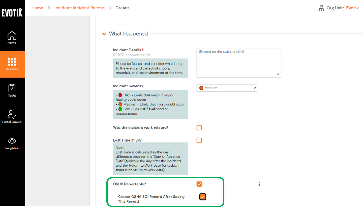 OSHA Reporting in Assure – Evotix