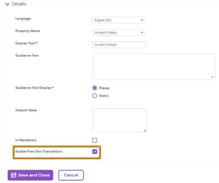 How to translate free text in an Incident Record? – Evotix