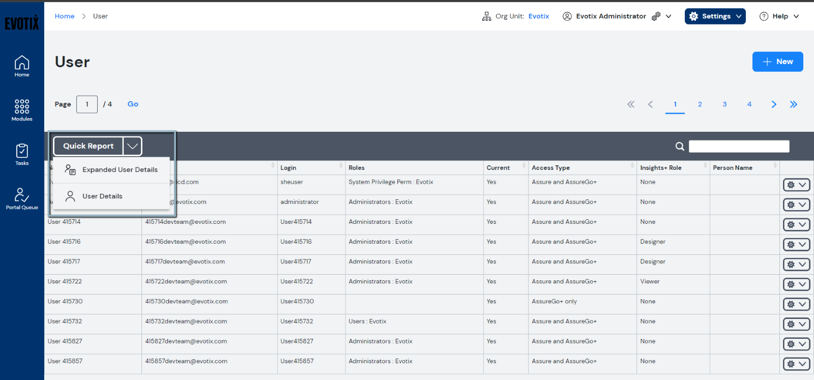 Exporting user list to csv – Evotix