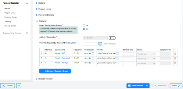 Automatically Create Training for New Joiners – Evotix