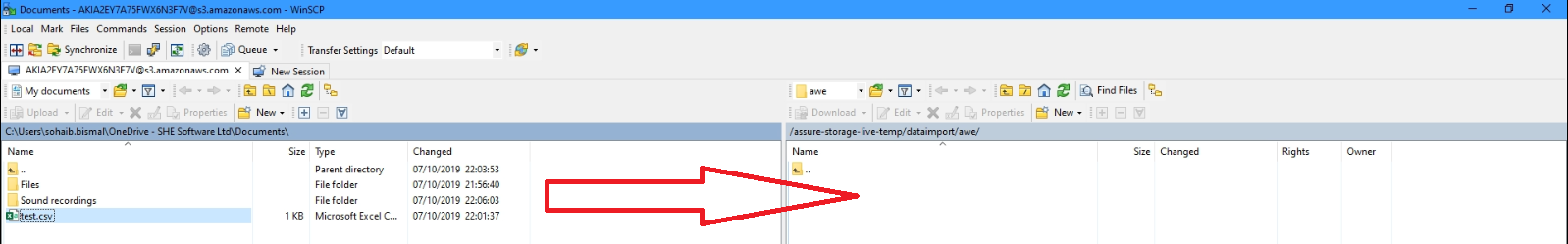 Uploading CSV files for the Data Import Tool on Assure (WinSCP, AWS S3 ...