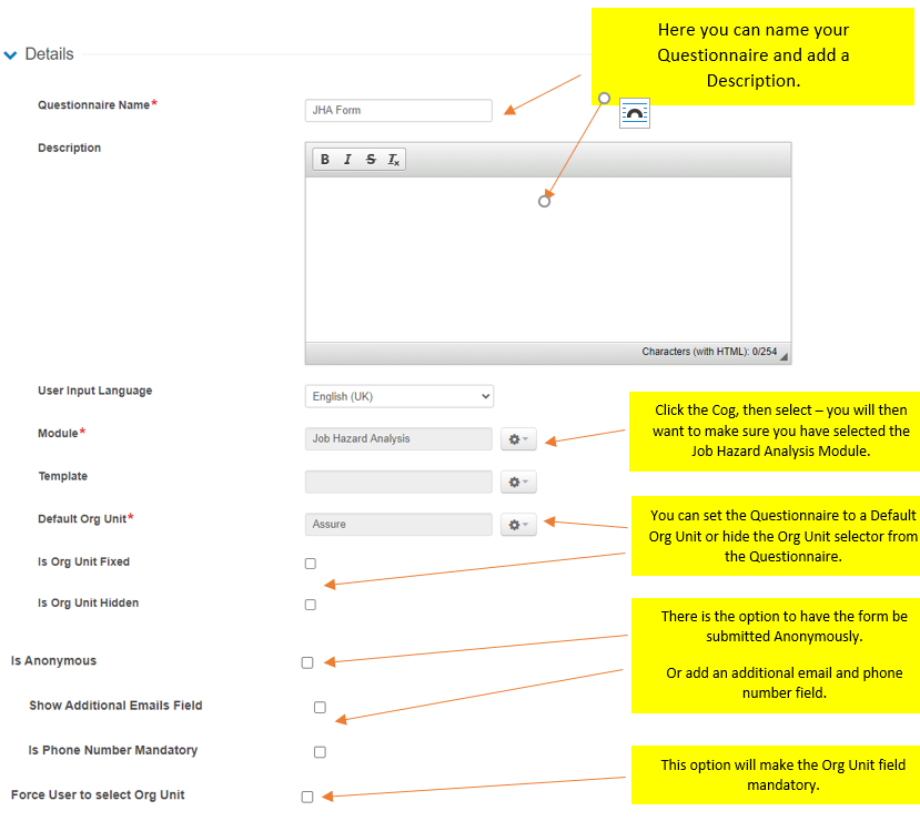 JHA, JSA, SSOW - Assure Go+ Questionnaire – Evotix