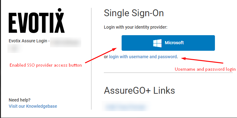 Assure Login Page – Evotix