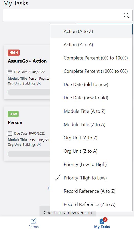 View and manage actions in AssureGO+ – Evotix