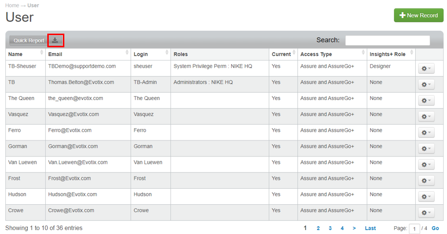 Exporting User List to CSV – Evotix