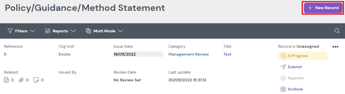 Adding Policies to the System – Evotix