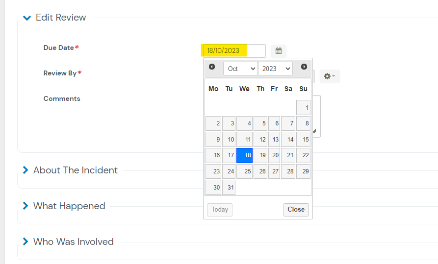 Amending Review Dates – Evotix