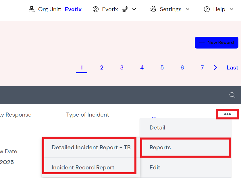 Reporting on an individual record – Evotix