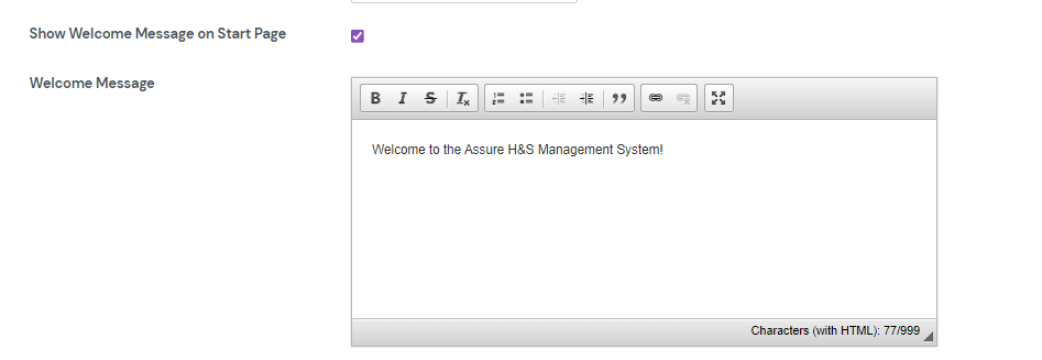 Welcome Message on the Homepage – Evotix