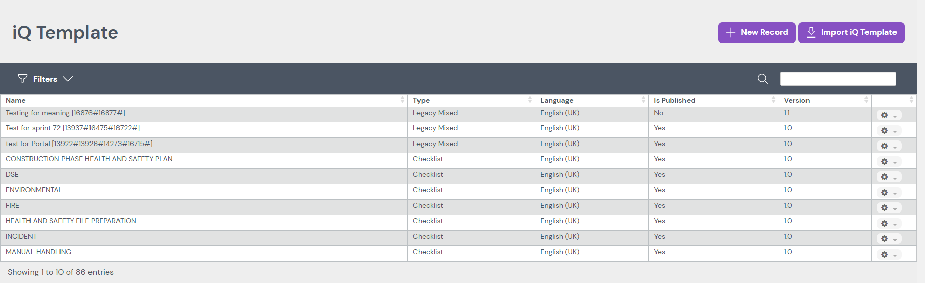 IQ Template - Enhancements – Evotix