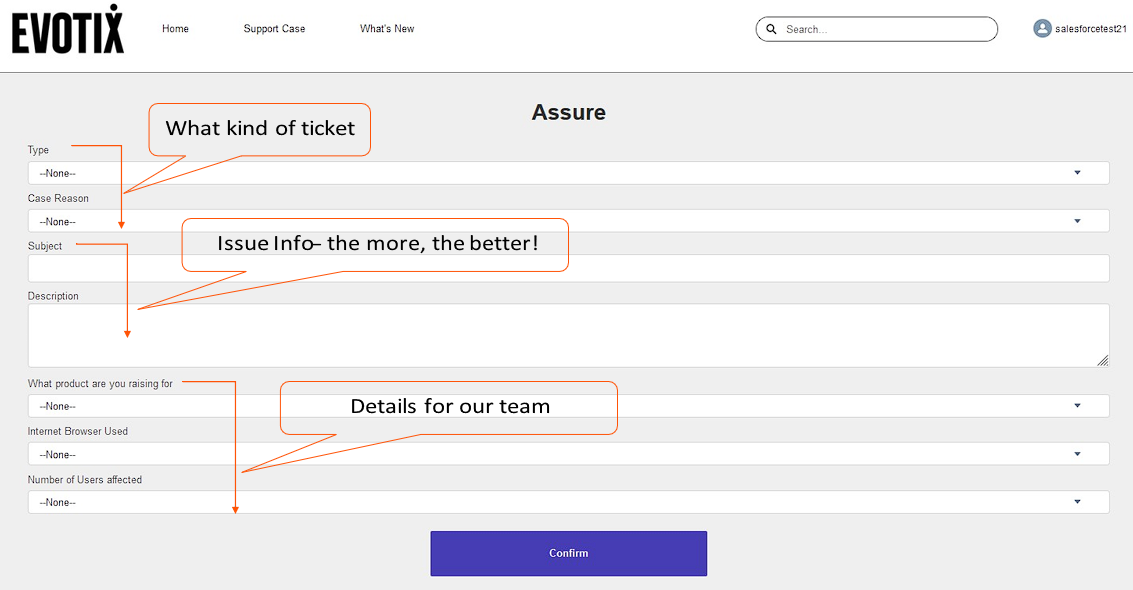 Customer Support Portal - Raising Tickets – Evotix