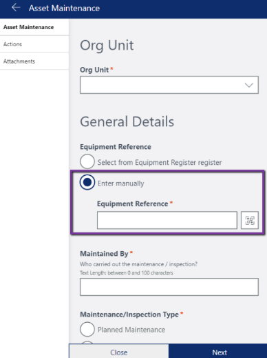 Enabling Equipment Register Selection on AssureGO+ – Evotix