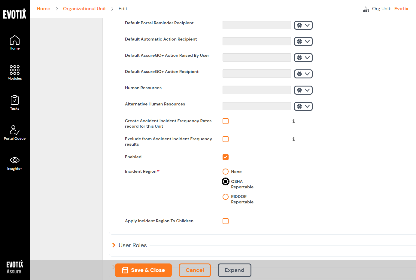 OSHA Reporting in Assure – Evotix