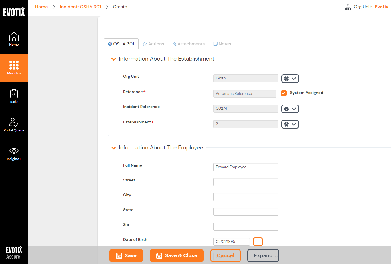OSHA Reporting in Assure – Evotix