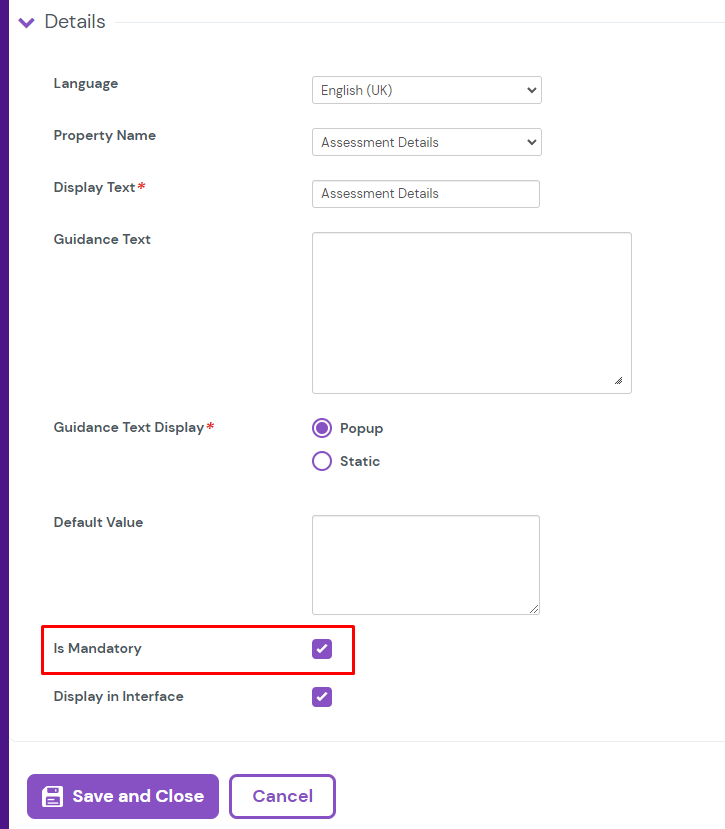 Making a Main Form Field Mandatory on Assure – Evotix